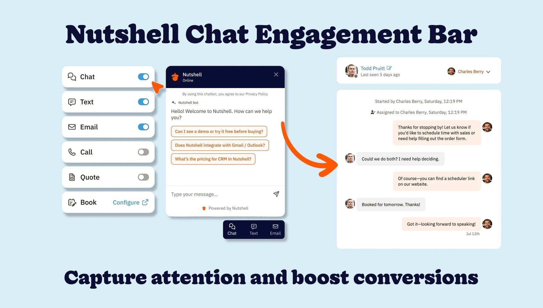 Turn Visitors Into Leads With the Nutshell Chat Engagement Bar